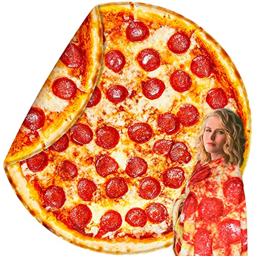 BROSHAN Funny Blanket Adult Size-Novelty Sofa Bed Throws, Double Sided Pizza Blanket 80 in, Soft Fleece Wrap Blankets for Gag Gifts