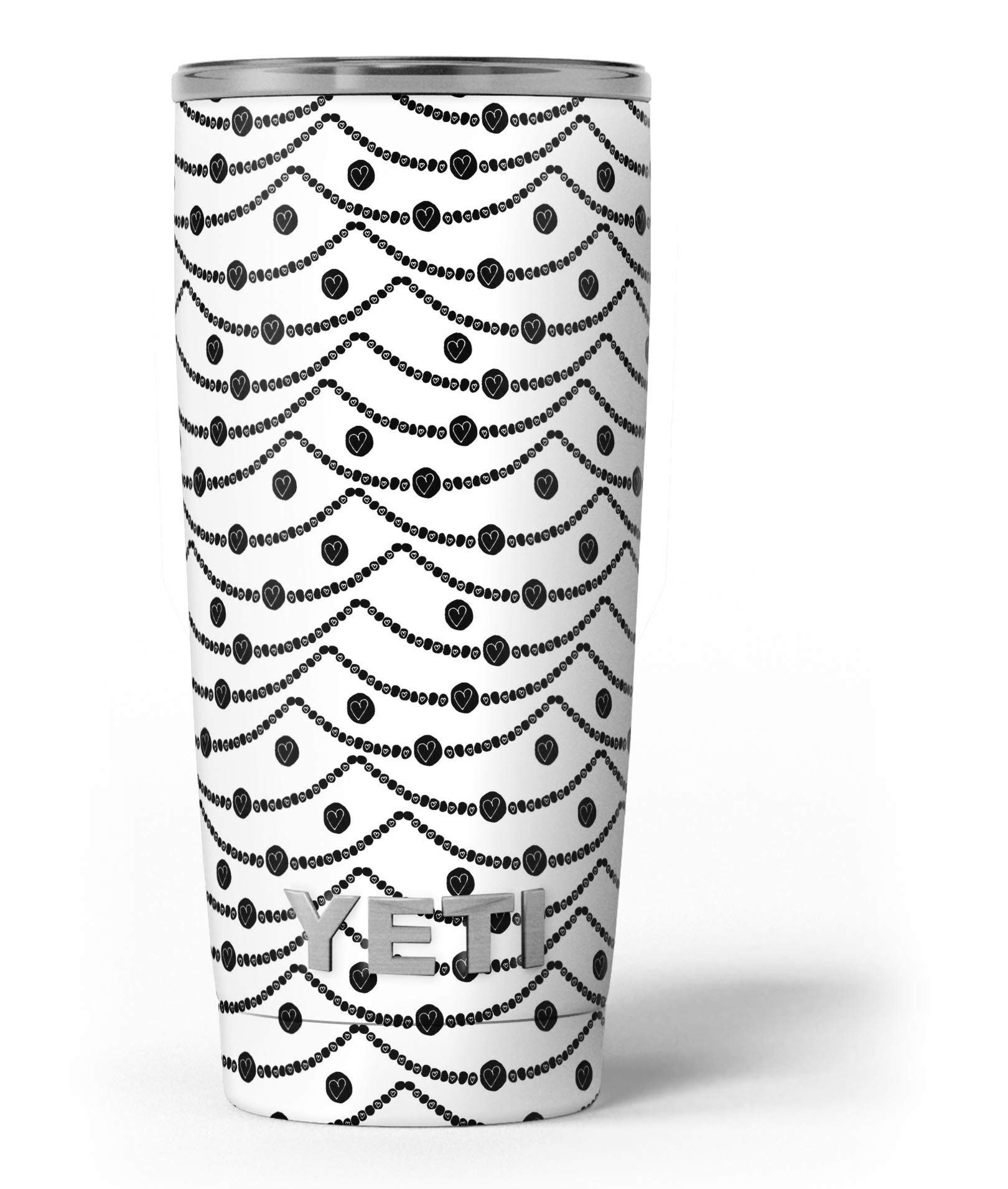 Design Skinz Slate Black Tiny Hearts on Powerlines - Skin Decal Vinyl Wrap Kit Compatible with The Yeti Rambler Cooler Tumbler Cups