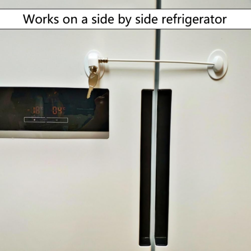 2 Pack Refrigerator Door Locks,Freezer Door Locks,File Drawer Cabinet Locks by REZIPO White with 4 keys