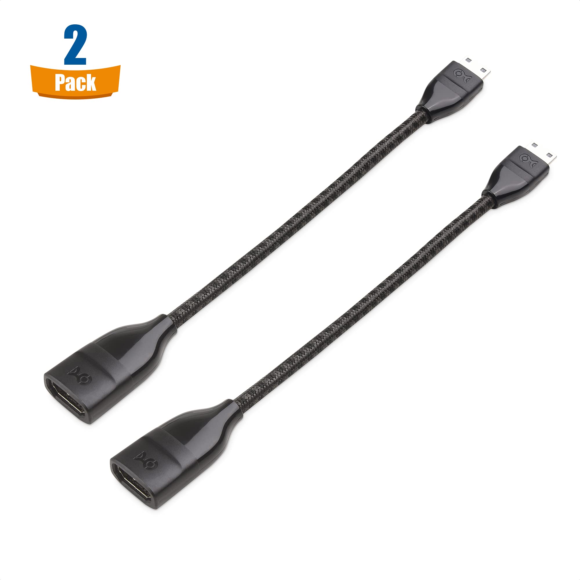 Cable Matters 2-Pack 8K@60Hz / 4K@240Hz Mini HDMI to HDMI Adapter (Mini HDMI Adapter) in Black, 6 Inches with HDR Support for Raspberry Pi Zero and More