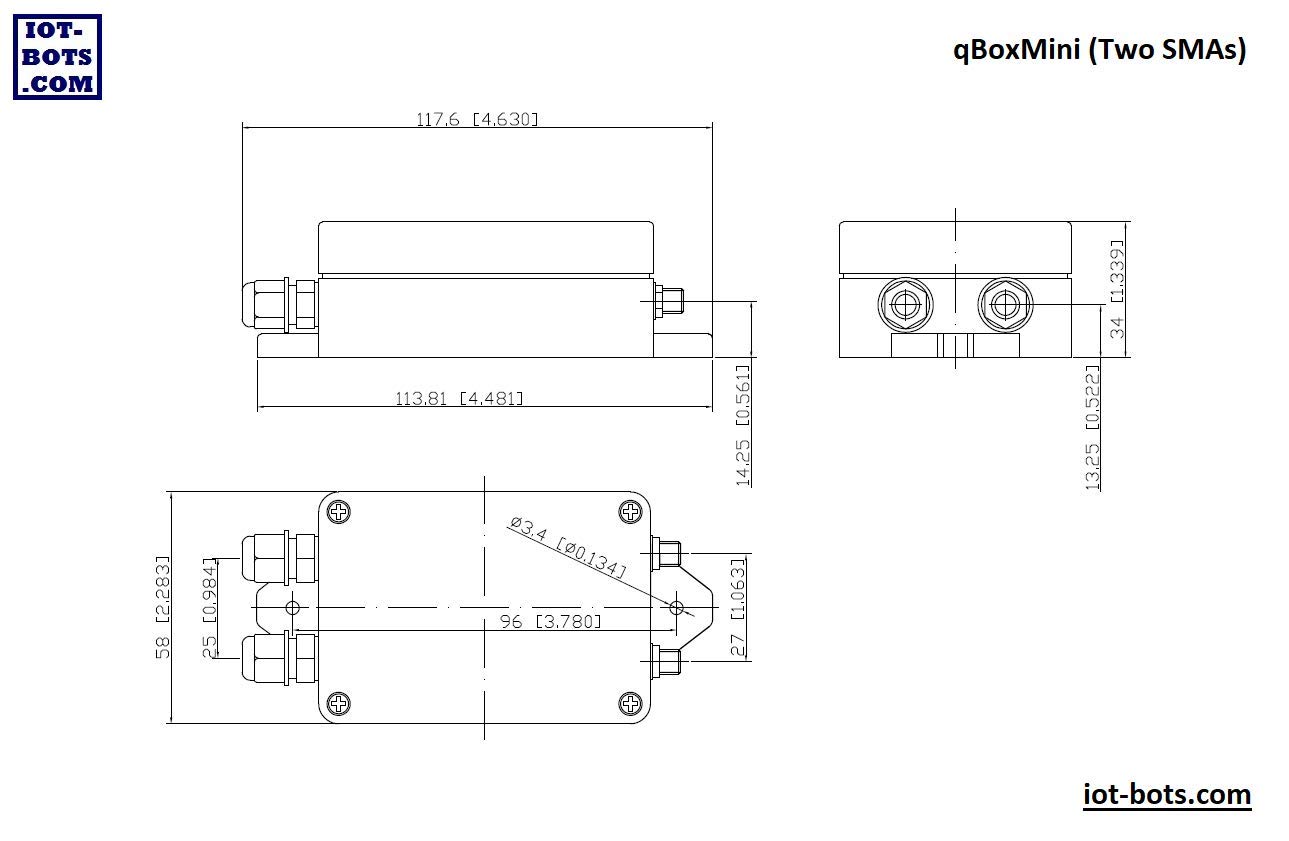 qBoxMini AFC DIY IOT Enclosure Kit (Two SMAs), IOT Enclosure for Feather ESP32 Cellular LoRa WiFi Arduino Board, Waterproof IP65 Enclosure with Glands, prototyping PCB connectors Set and Two SMAs