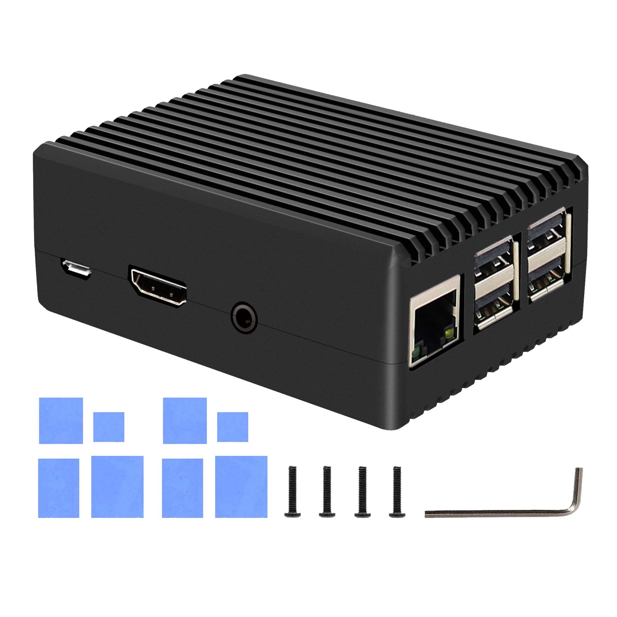 Geekworm for Raspberry Pi 3 B+ Case, Aluminum Alloy Heavy Duty Passive Cooling Metal Case with Heatsink Pillar Compatible with Raspberry Pi 3 Model B+/Raspberry Pi 3 Model B-Black (P252)