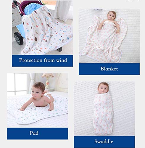 Carrot story 6 Layers 100% Cotton Premium Muslin Swaddle Blanket 43" X 43" Multipurpose Soft Toddler Blanket for Baby Shower (Smart Fox)