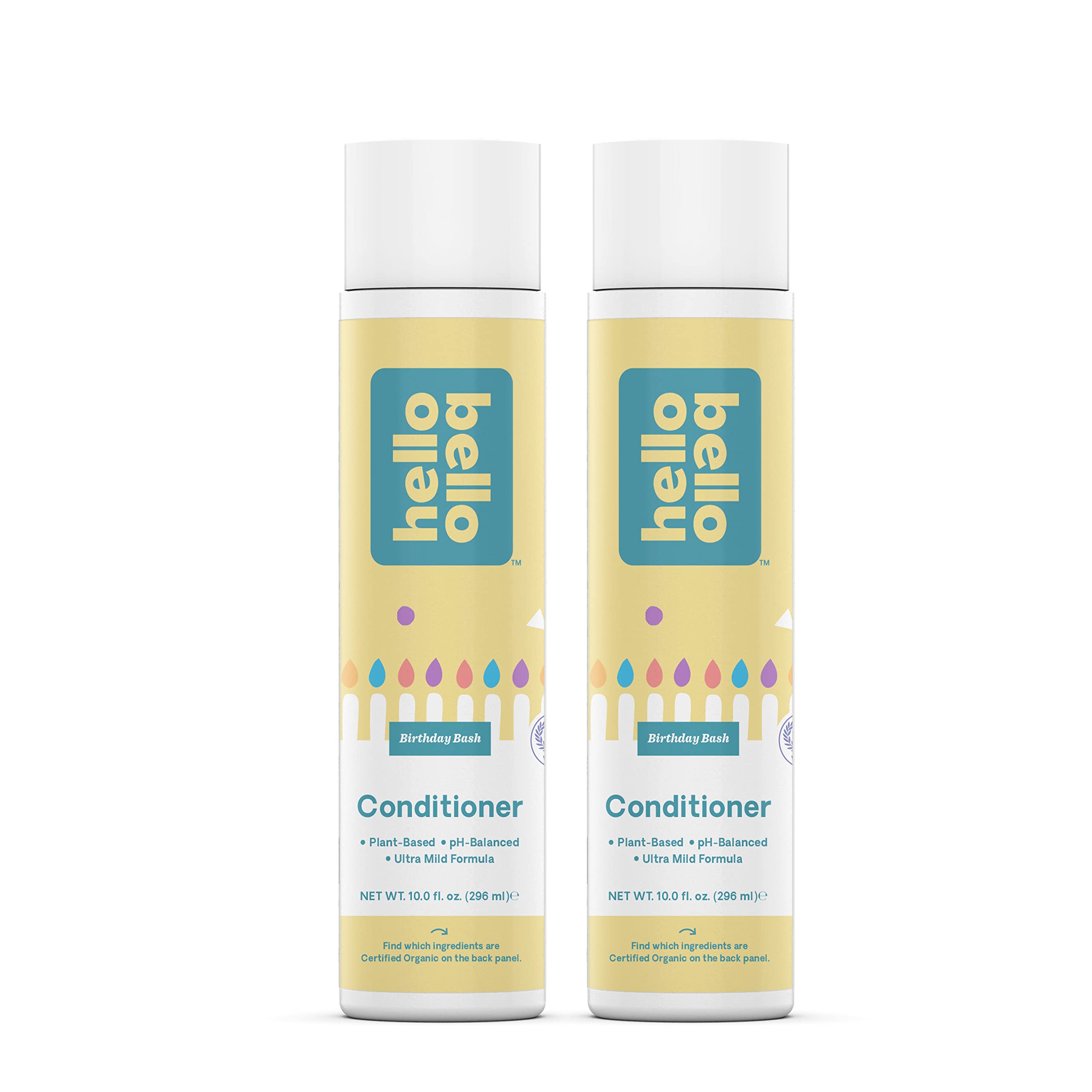 Hello Bello Premium Conditioner I Ultra Mild, Moisturizing and Plant Based Conditioner for Babies and Kids I Birthday Bash Scent I 20 FL Oz (2 Packs of 10oz)