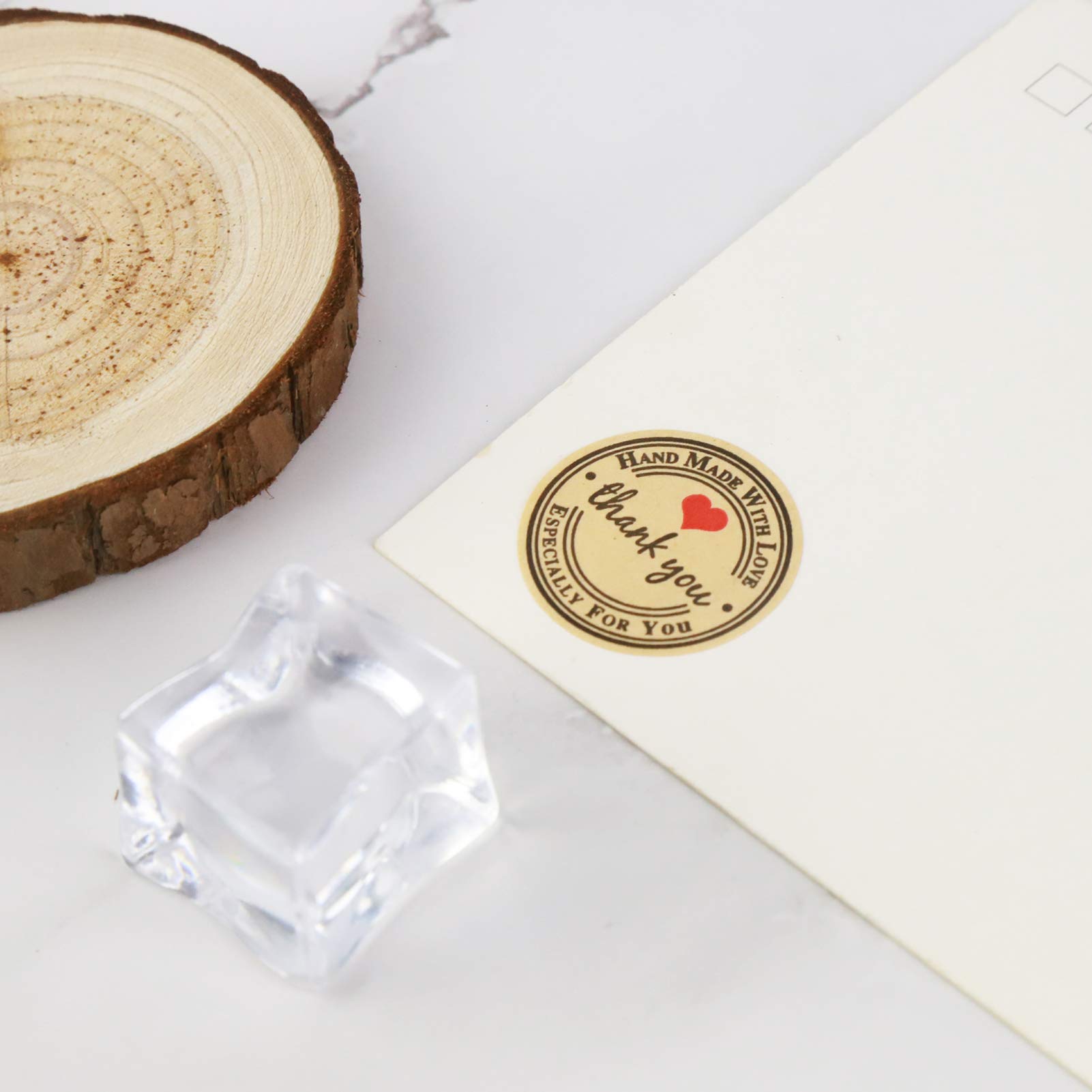 500pcs YOGET 1.5 Inch Round Handmade with Love Sticker,Thank You Stickers Roll Kraft Paper Strong Adhesive Stickers