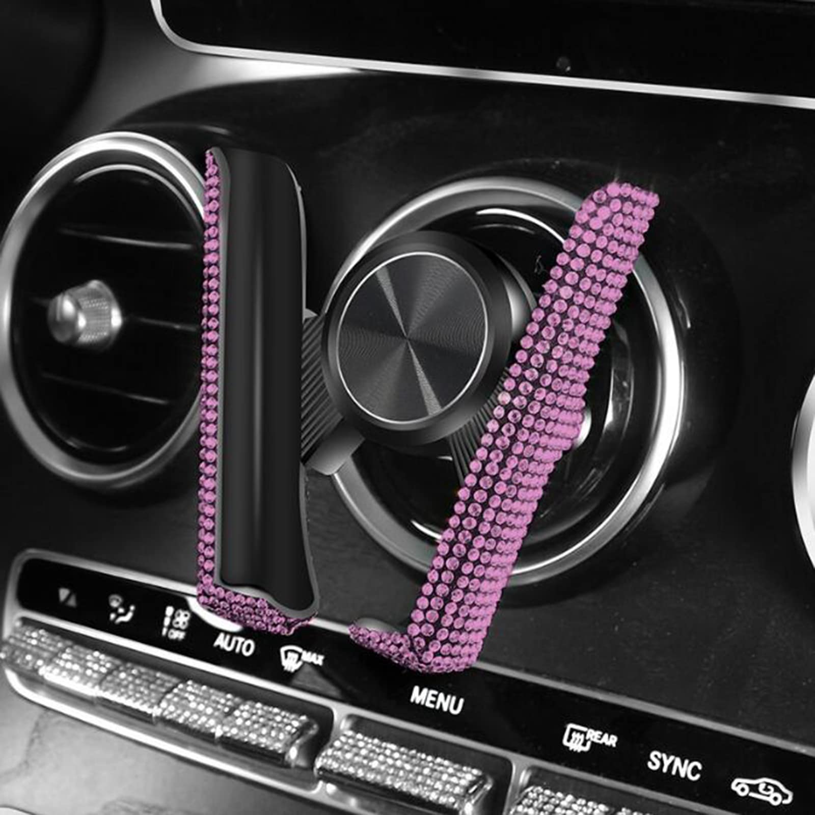 GuoranGG Bling Car Phone Holder,Car Air Vent Mobile Phone Mount, Universal 360°Adjustable Crystal Auto Car Stand Phone Holder Car Accessories for Women,Pink