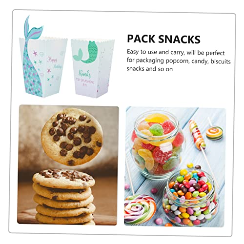 24pcs Popcorn Box Popcorn Box Snack Gift Box Mini Gift Bags for Favors Mini Gift Boxes Food Container Mermaid Popcorn Bucket Candy Table Containers Disposable Popcorn Paper Cup