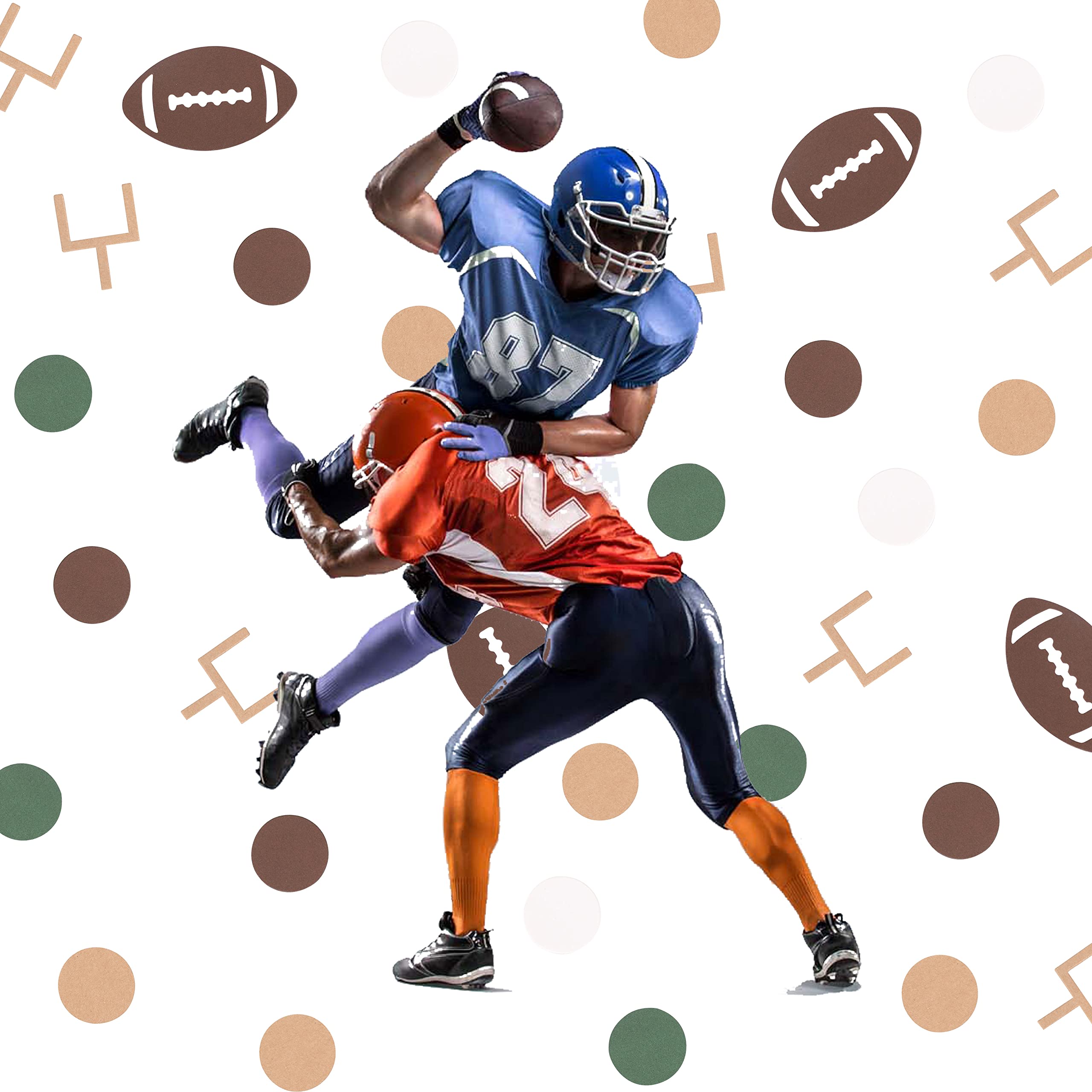 210 Pieces Football Party Table Confetti - First Year Dow,Baby Shower Sport Game Day Party Supplies,Superbowl Party Decorations,First Touch Down,Baby Boy,Brown Olive,First Year Down Football Birthday