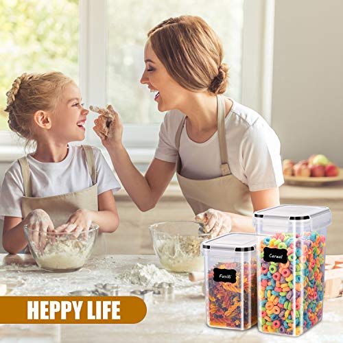 BINLAN Food Storage Containers - [7 Piece] Airtight Food Storage Containers - Large Kitchen Pantry Storage Container Set - Dispenser Keepers with 20 Labels & Pen - Black