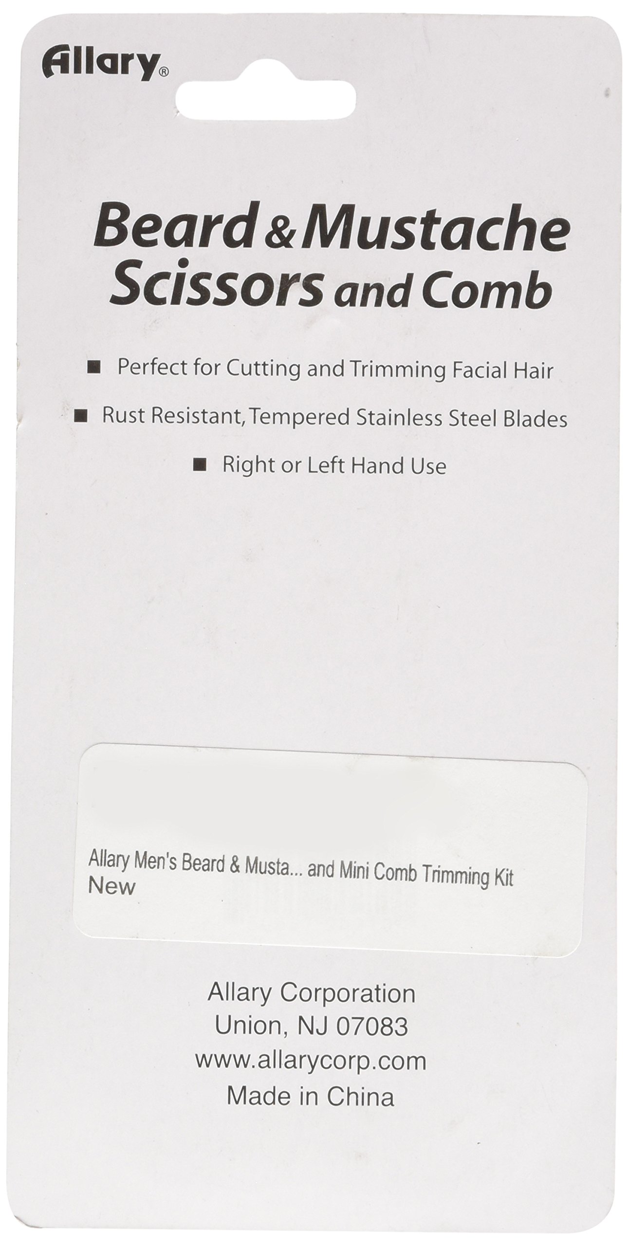 Allary Men's Beard and Mustache Scissors, Mini Comb Trimming Kit
