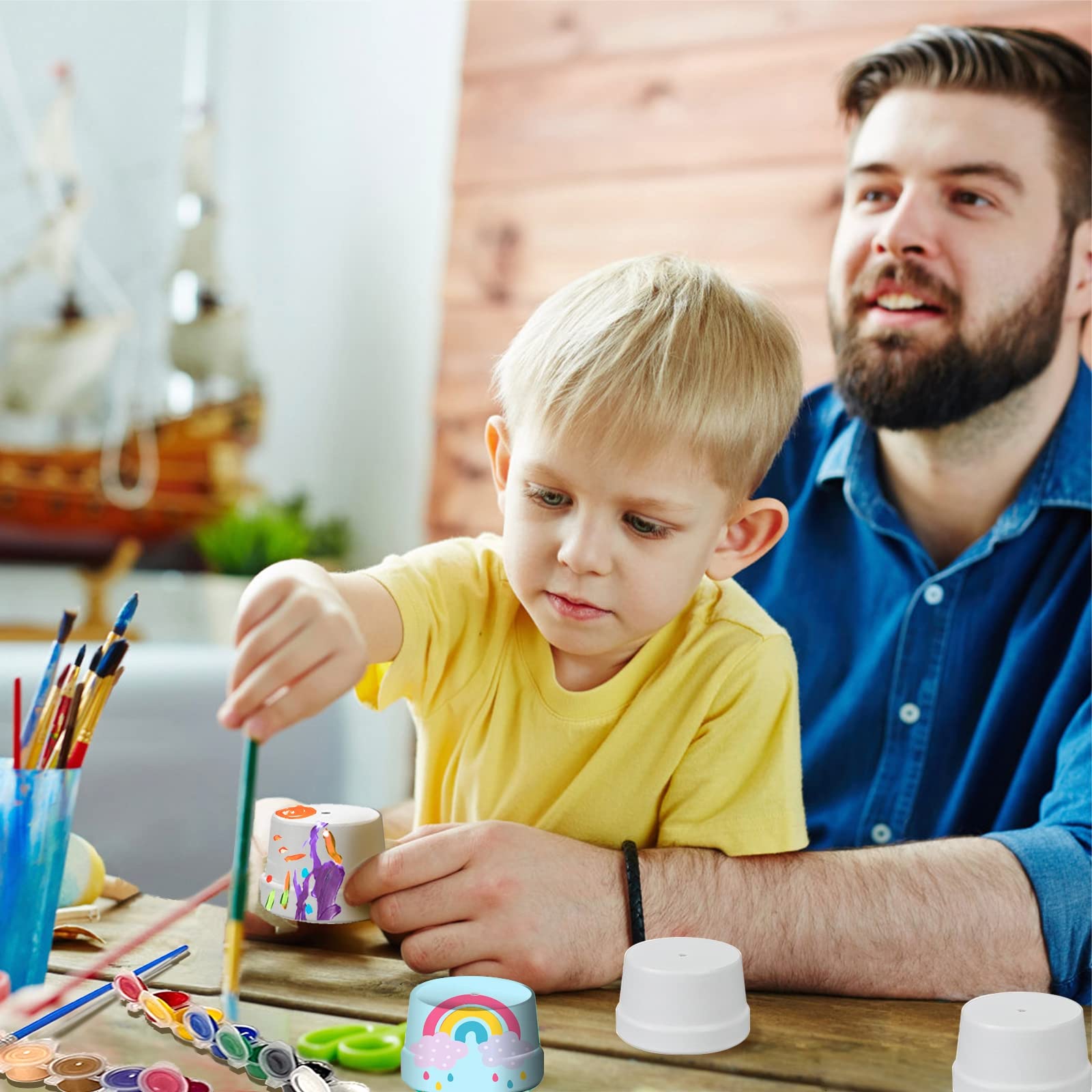 2 Pack Wind Chime Kits for Kids Crafts, Toddlers DIY Wooden Craft Painting Arts Kits, Includes Paints & Brushes, Birhtday Include Color Box