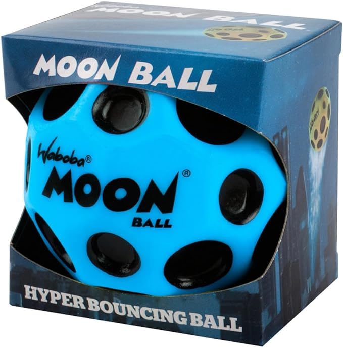 Waboba Moon Ball - Super High Bouncing Ball - Neon Coloured Indoor and Outdoor Ball Ages - Make Pop Sounds - Easy to Grip, Blue - (65 mm