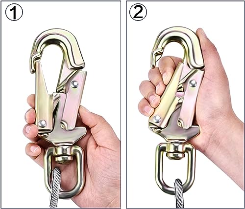 Arborist Flipline for Climbing Tree, 1/2'' x 8 ft Steel Wire Core Tree Lanyard Flipline Kit W/Lock Carabineer, Rope Grabber, Steel Swivel Snap Hook - Heavy Duty, Low Stretch, Cut Resistant