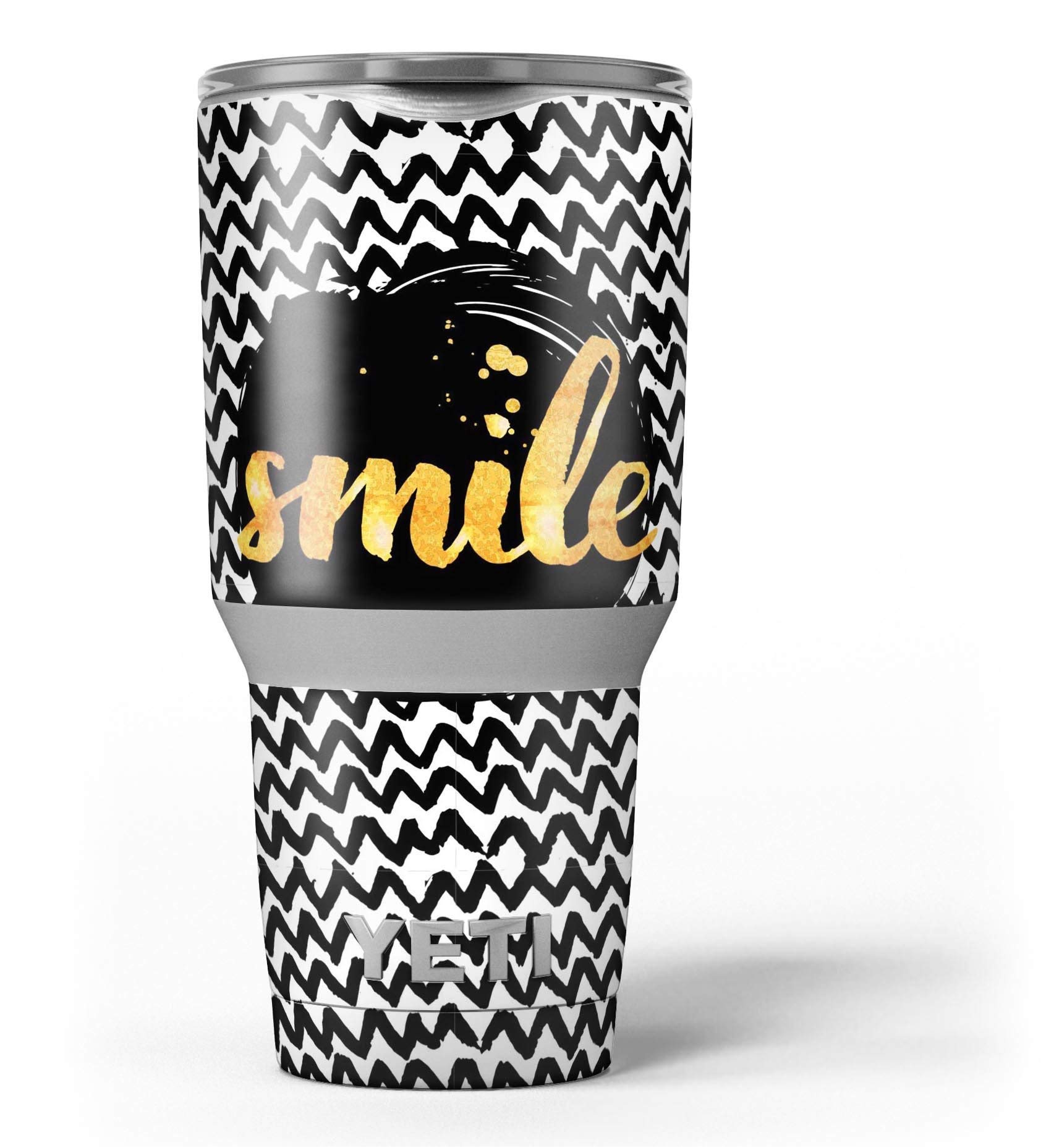 Design Skinz Smile Sketch on Foil - Skin Decal Vinyl Wrap Kit Compatible with The Yeti Rambler Cooler Tumbler Cups