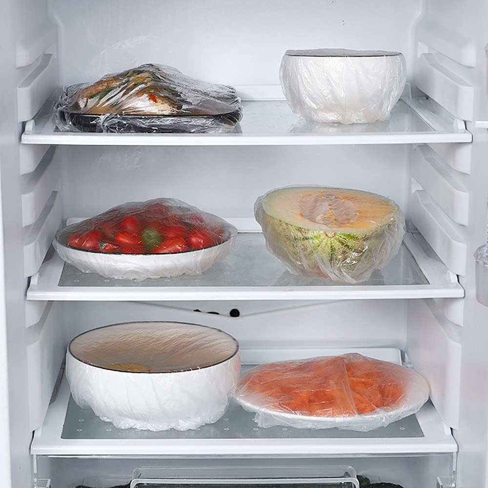 200Pcs Elastic Fresh Keeping Bags, Stretch Plastic Wrap Bowl Covers Food Storage Covers Alternative to Foil for Family Outdoor Picnic Universal Kitchen Wrap Seal Caps