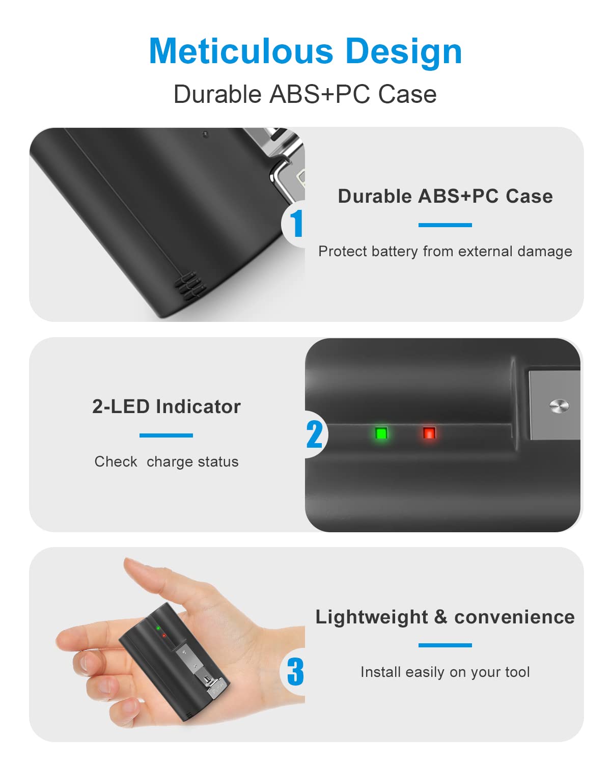 1Pack Replacement for Ring Battery Compatible with Ring-Doorbell-Camera 2/3/4/3plus, Stick Up Cam Battery (2nd and 3rd Gen), Also for Spotlight Cam and Peephole Cam, Rechargeable 3.65V 6040mAh Battery