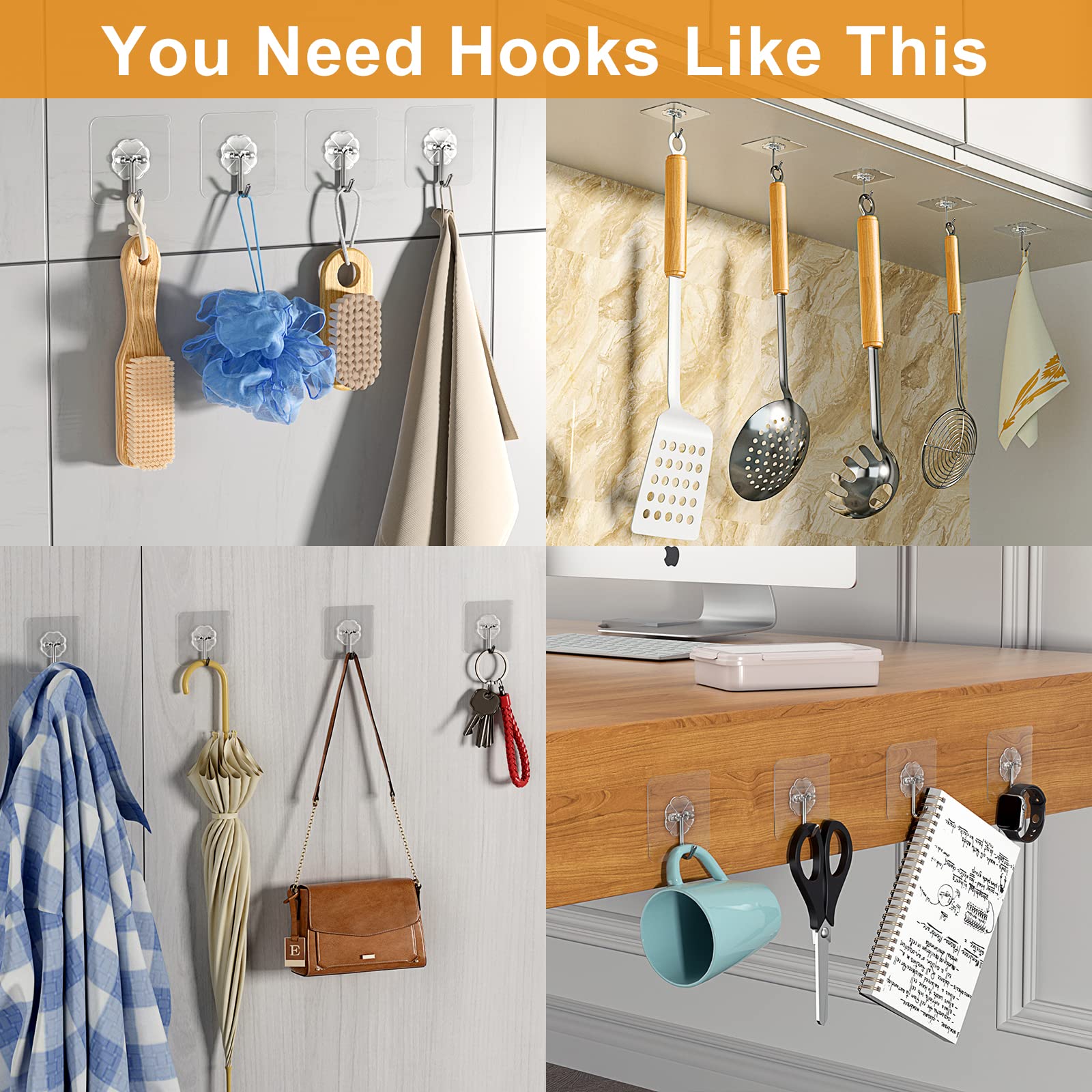 Adhesive Hooks 12 Pack