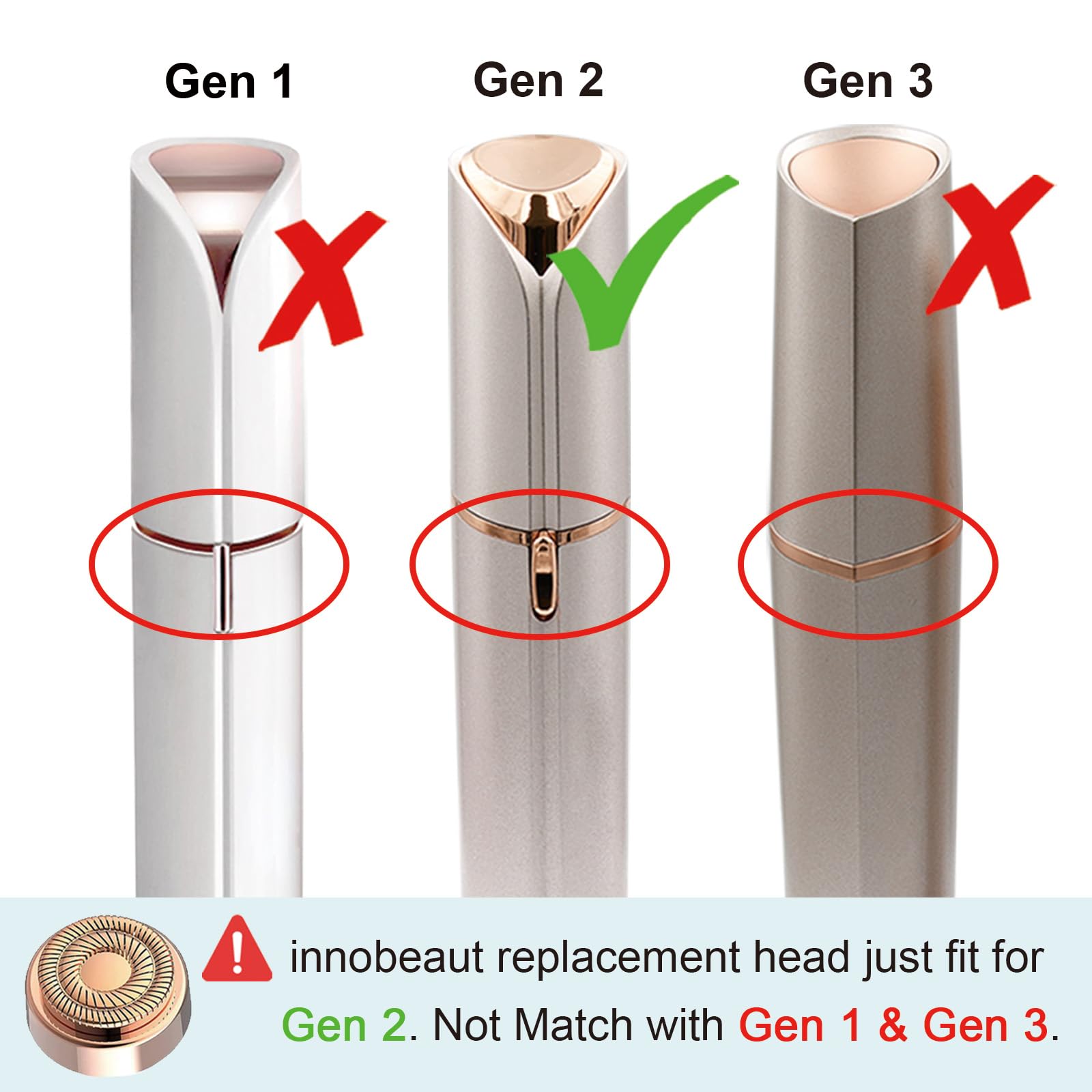 Generation 2 Replacement Heads for Flawless Finishing Touch Hair Removal Tool for Women, Double Ring Blades for Gen 2 Device Old Flawless, 6 Count