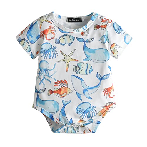 Lvyinli Baby Boy Clothes Set Infant Boy's Long Sleeve Romper+Dinosaur Denim Overalls Toddler Boys Summer Clothes Outfits (Blue Turle, 6-12 Months)