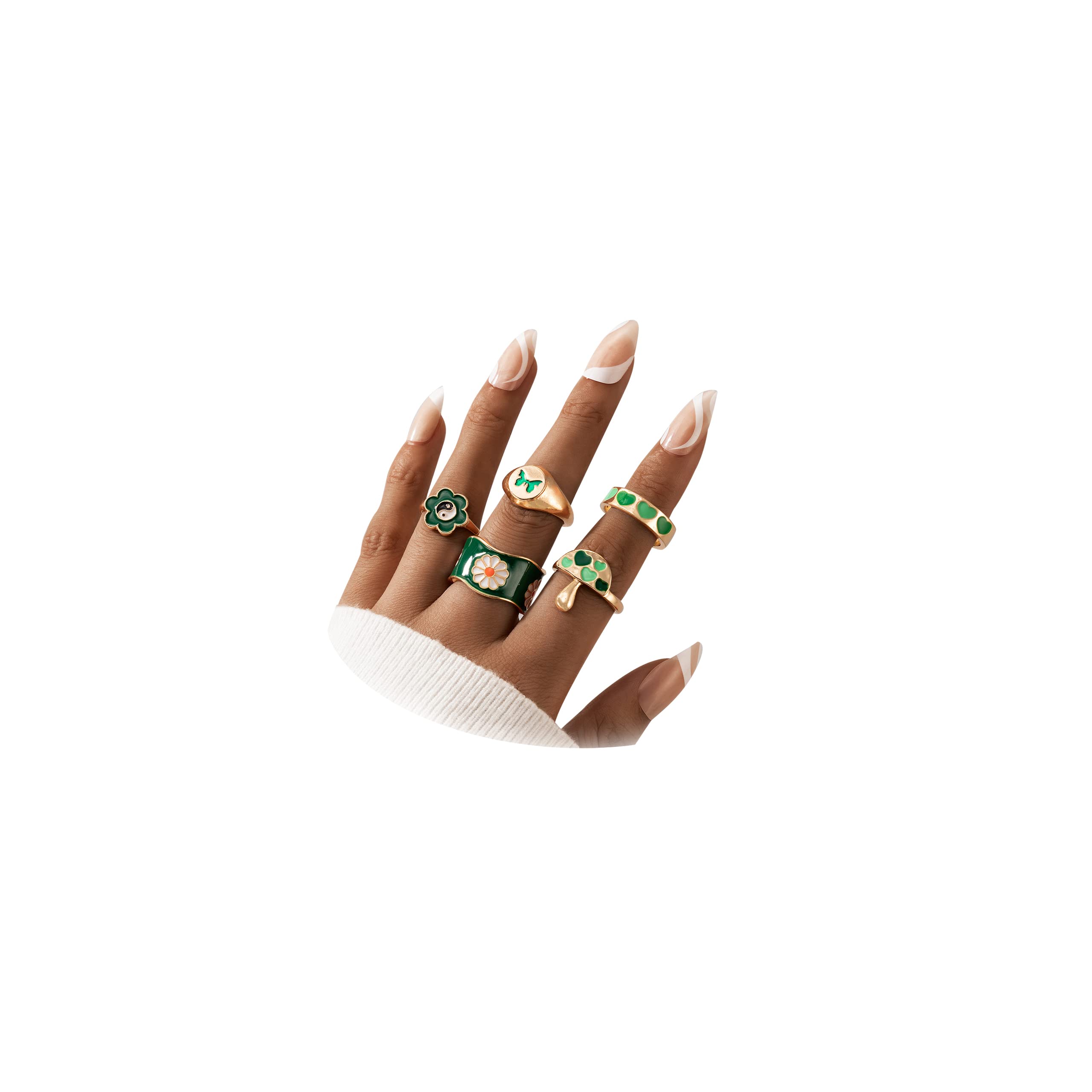 12Pcs Stackable Rings for Teen Girls Simple Kunckle Rings Vintage Star Moon Wave Rings Set Midi Finger Rings for Women