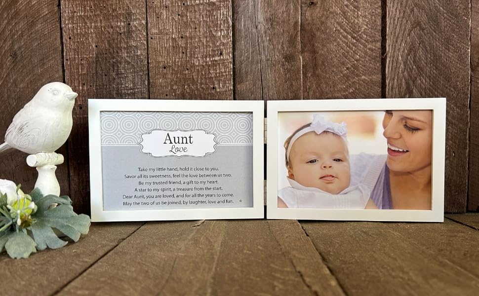 Aunt, You are Loved Poem White Double Hinged 4 x 6 Photo Frame with Ribbon