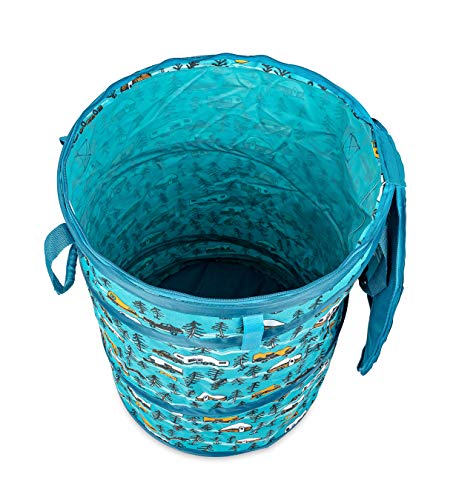 Camco Life is Better at The Campsite Pop-Up Utility Container | 18 x 24-inch | A Compact Size for Multi-Purpose Use | Sketched RVs and Trees Pattern (42987)