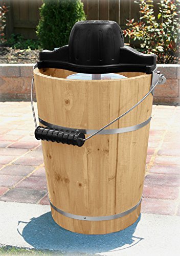 AMERIHOME ICM6C 6-Quart Old Fashion Ice Cream Maker,Brown