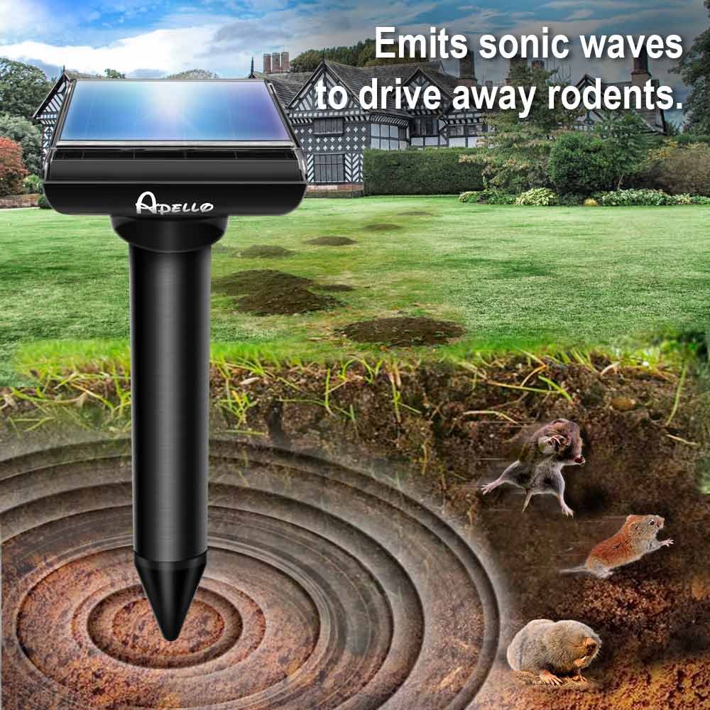 2024 Apello Solar Mole Repellent Chipmunk Repellent Ultrasonic Vole Repellant Gopher Repellent Outdoor Solar Mole Repeller for Lawns No Killing Like Gopher Traps Mole Killer-6 Pack