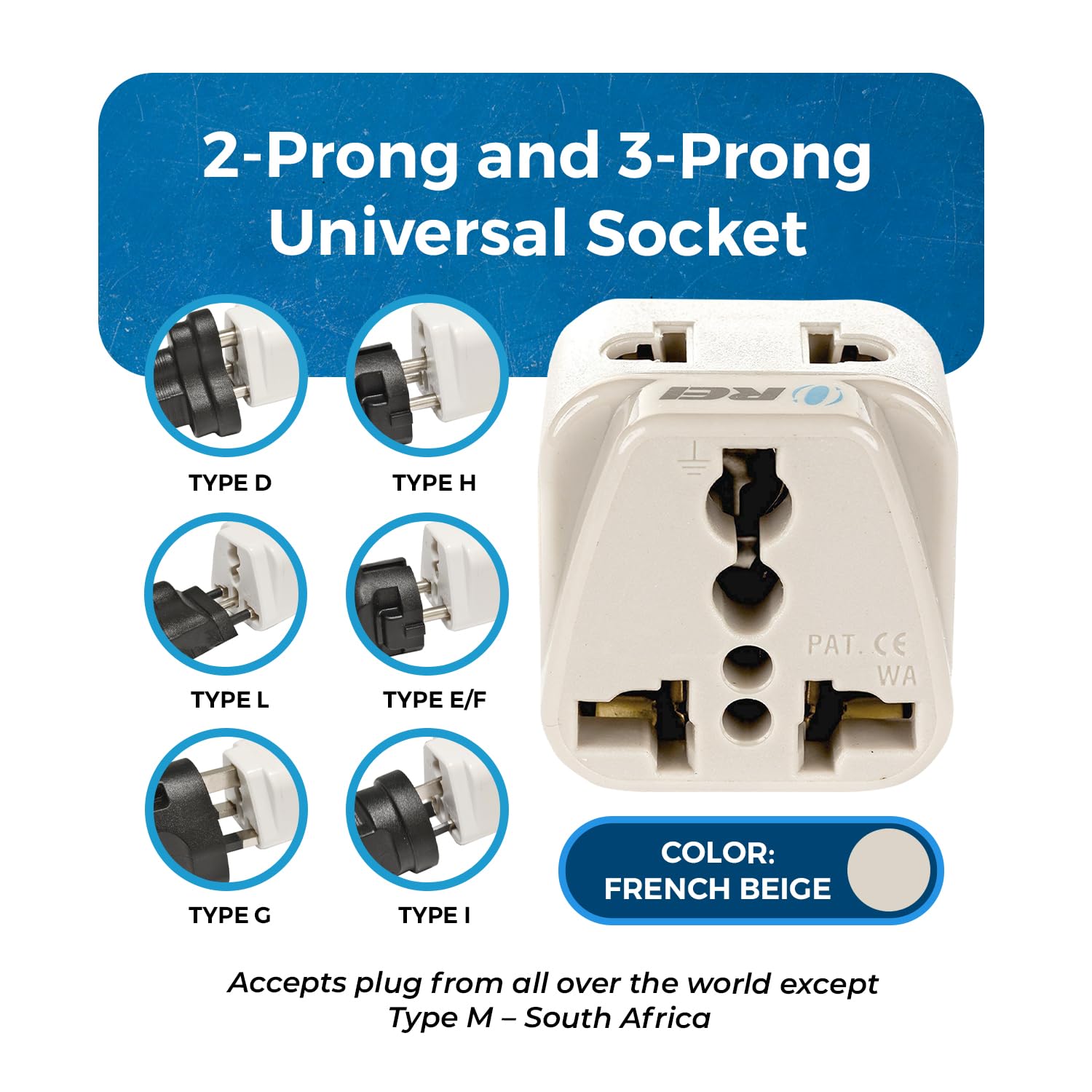 Australia Power Plug Adapter, OREI US to China Plug Adapter, 2 in 1 Type I Plug Adapter with Universal Outlet, Perfect for Laptop, Camera, Mobile, Used in Australia, New Zealand, China (DB-16-2PK)