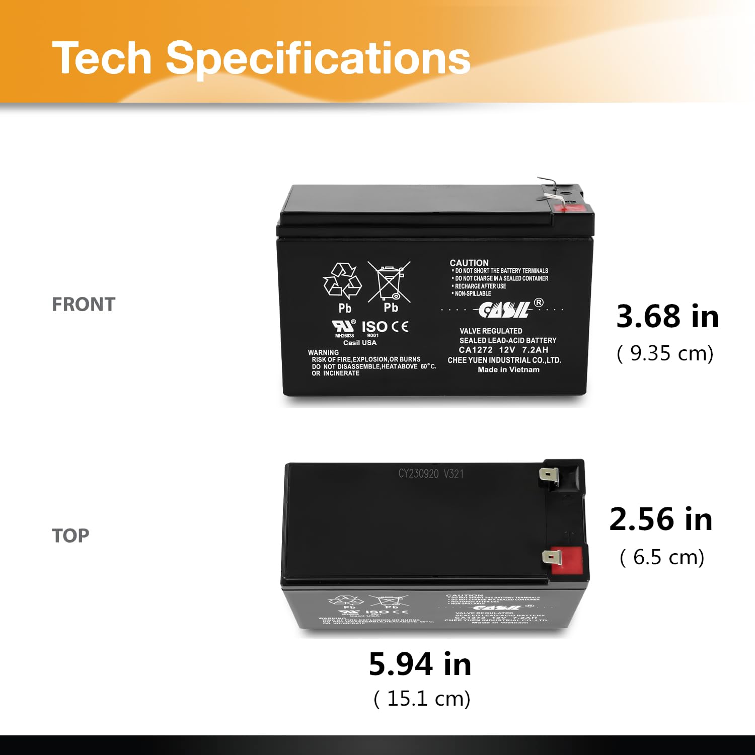 Casil 12V 9Ah F2 Terminal Replacement Battery Compatible with APC Back-UPS XS1500 XS 1500 2 Pack (12V 7.2AH XS1000)