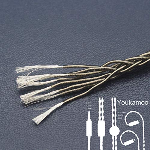 Youkamoo 3.5mm 8 Core Silver Plated Braided Earphone Replacement Upgrade Cable Silver Plated Wire Earphone Cable for ZSN Pro ZS10 Pro NF2u KZ ZSX QDC IEMs (QDC)