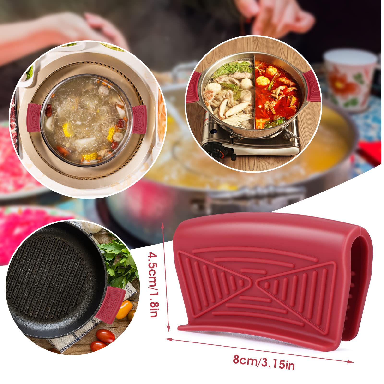 2 Pairs Silicone Pot Handle Covers, Heat Resistant Cast Iron Handle Cover Silicone Assist Hot Handle Holder Sleeves for Cast Iron Pans Woks Griddles Skillets