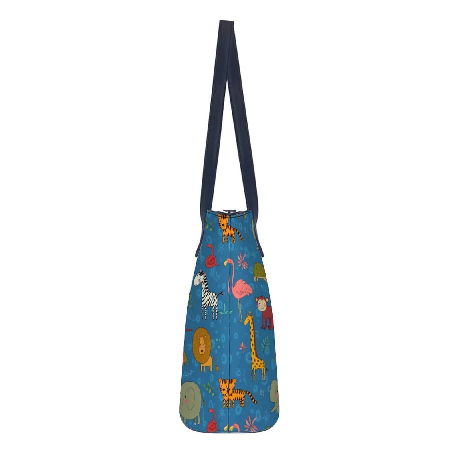 Africa Animals Pattern Women's Tote Bag PU Leather Shoulder Bag Handbags Purse For Work Shopping Travel