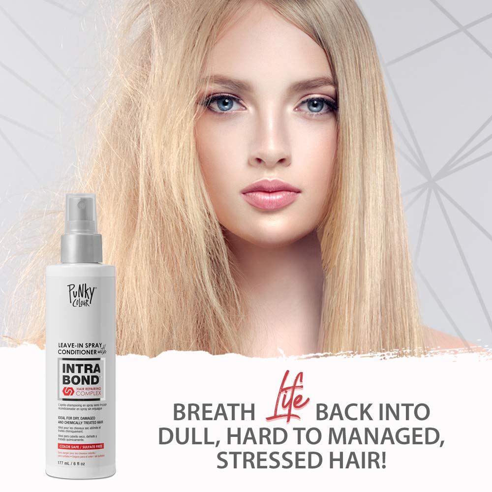 Punky Colour Intrabond Leave-In Spray Conditioner with Hair Repairing Complex, for Dry, Damaged, Chemically Treated Hair, 6 oz