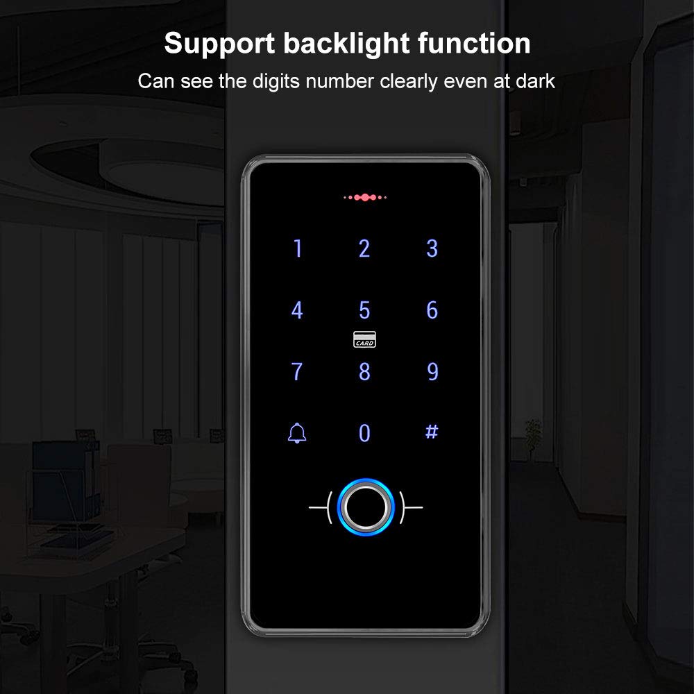 HFeng Outdoor IP68 Waterproof RFID Access Control Keypad Fingerprint Biometrics Access Controller WG26/34 Card Reader + 10pcs 13.56MHz Keyfobs for Home/Office