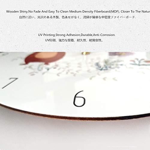 Wall Clock 12 Inch(30cm) Farm Animal Cow Flower Chrysanthemum Art Wall Clock Modern Creativity Home Decoration Mute Big Digital Wall Watch Easy to Read Gift Ideas Clock