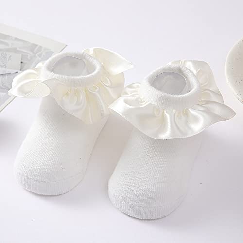 Yenzat Baby Girls Ruffle Grip Socks Newborn Infant Anti Slip Non Skid 0-6 Months 6 Pairs