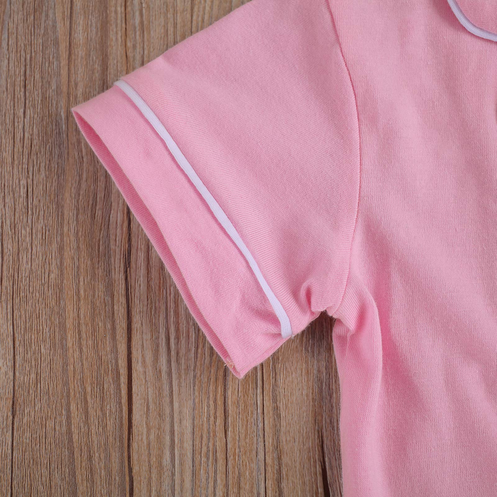 BULINGNA Kids Toddler Baby Girl Summer Two Piece Pajamas Set Short Sleeve Button Down Top with Shorts Pink