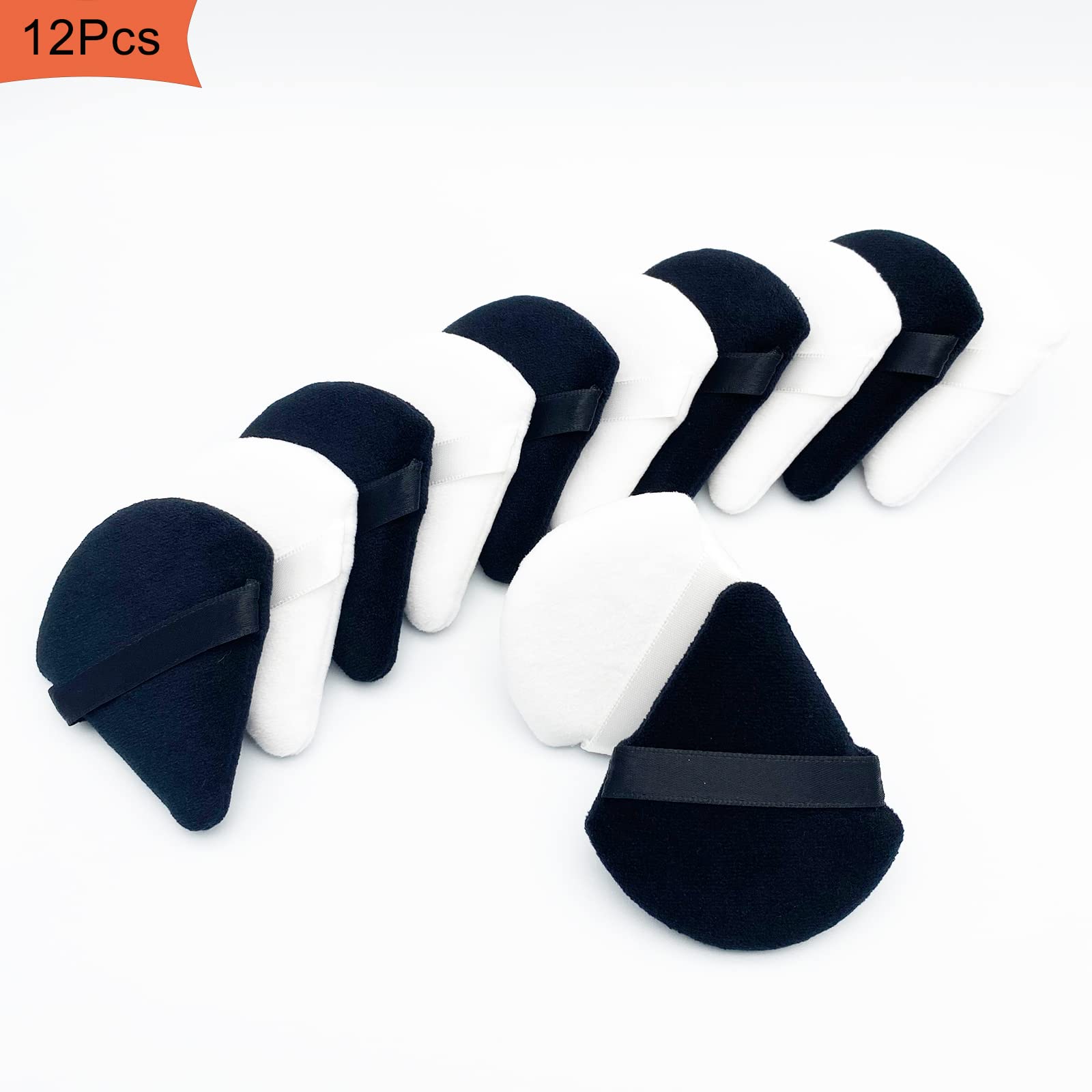 12Pcs Triangle Velvety Powder Puff, for Face Powder, Makeup Puff with the Pointed Corners to Get in Under Eyes and Tzones, Velour Puff Your Makeup Flawless.