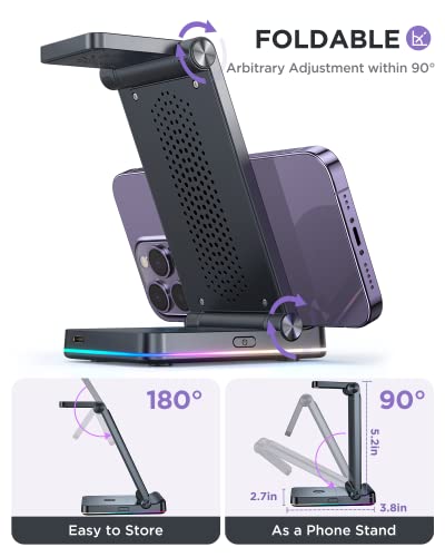 3 in 1 Wireless Charging Station, JOYROOM【Foldable & Double Coil】 Foldable Wireless Charger Compatible with iPhone15/14/13 Pro Max, Apple Watch Ultra/8/7/6/5, and Airpods Pro/2nd/3