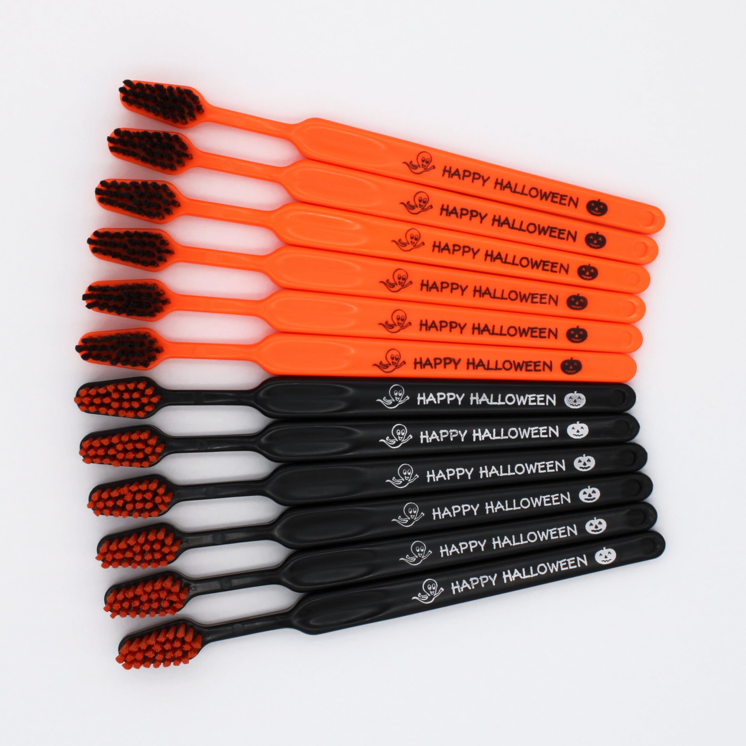 Bulk Halloween Kids Toothbrushes (Quantity:72). Individually Wrapped. Made in USA. Orange & Black. Great for Trick-or-Treat or giveaways.