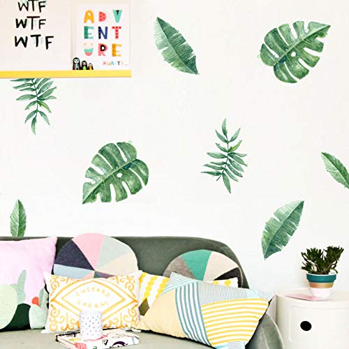 ARI MES - Plant Wall Stickers for Indoor Decor - Peel-and-Stick Vinyl Decals, Decorative Aesthetic for Nursery Rooms, Kitchens, Classrooms or Bathrooms - Removable Vinyl Decor, Green Leaves, 6 Sheets