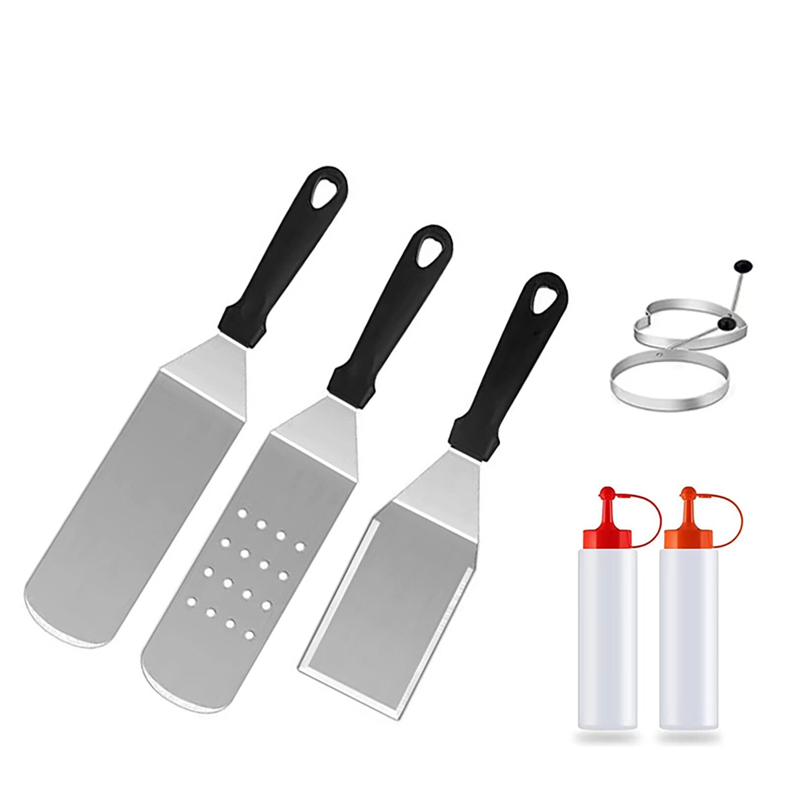 13Pcs Grill Tool Set BBQ Grilling Tool Kit Griddle Accessories Tools Stainless Steel Flat Top Grill Accessories Set with Spatulas Tongs Scraper Egg Rings with Portable Bag