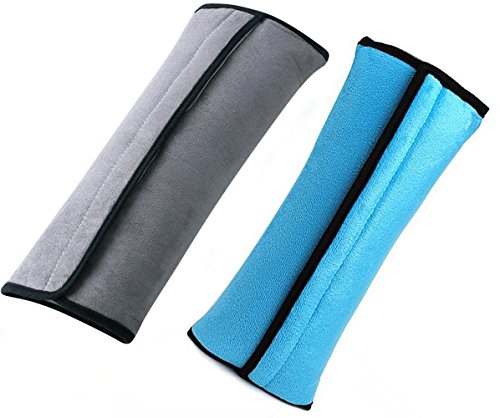 Auto Seat Belt Pillow Car Safety Belt Protect,Shoulder Pad,Adjust Vehicle Seat Belt Cushion for Children,Kids Seatbelt Pillow 2 Packs (Gray,Blue)