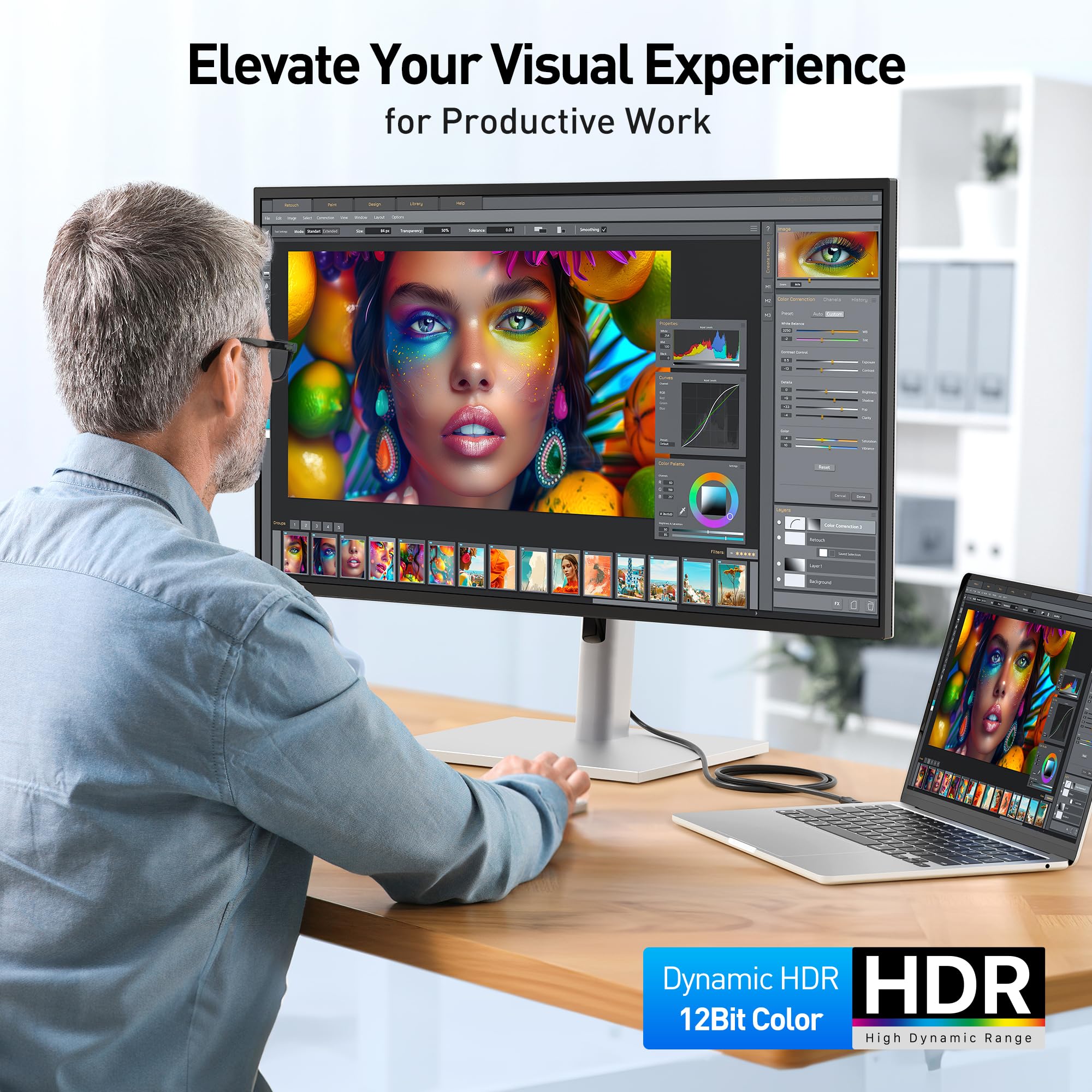 Cable Matters 48Gbps 8K USB C to HDMI 2.1 Cable 6 ft, Support 4K 240Hz and 8K 60Hz HDR - Thunderbolt 3, Thunderbolt 4, USB4 Compatible with iPhone 16/15 - Max Resolution on Any MacBook is 4K 60Hz