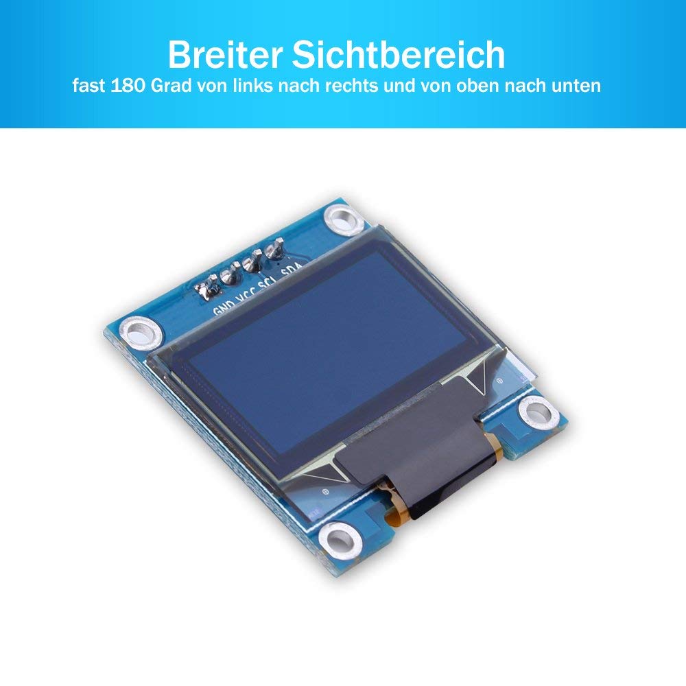 5PCS 0.96 Inch OLED Display Module, PEMENOL 128 x 64 Pixel I2C IIC Serial 1 OLED LCD Display Module with SSD1306 Driver for Arduino Raspberry Pi and ESP8266(White Light)