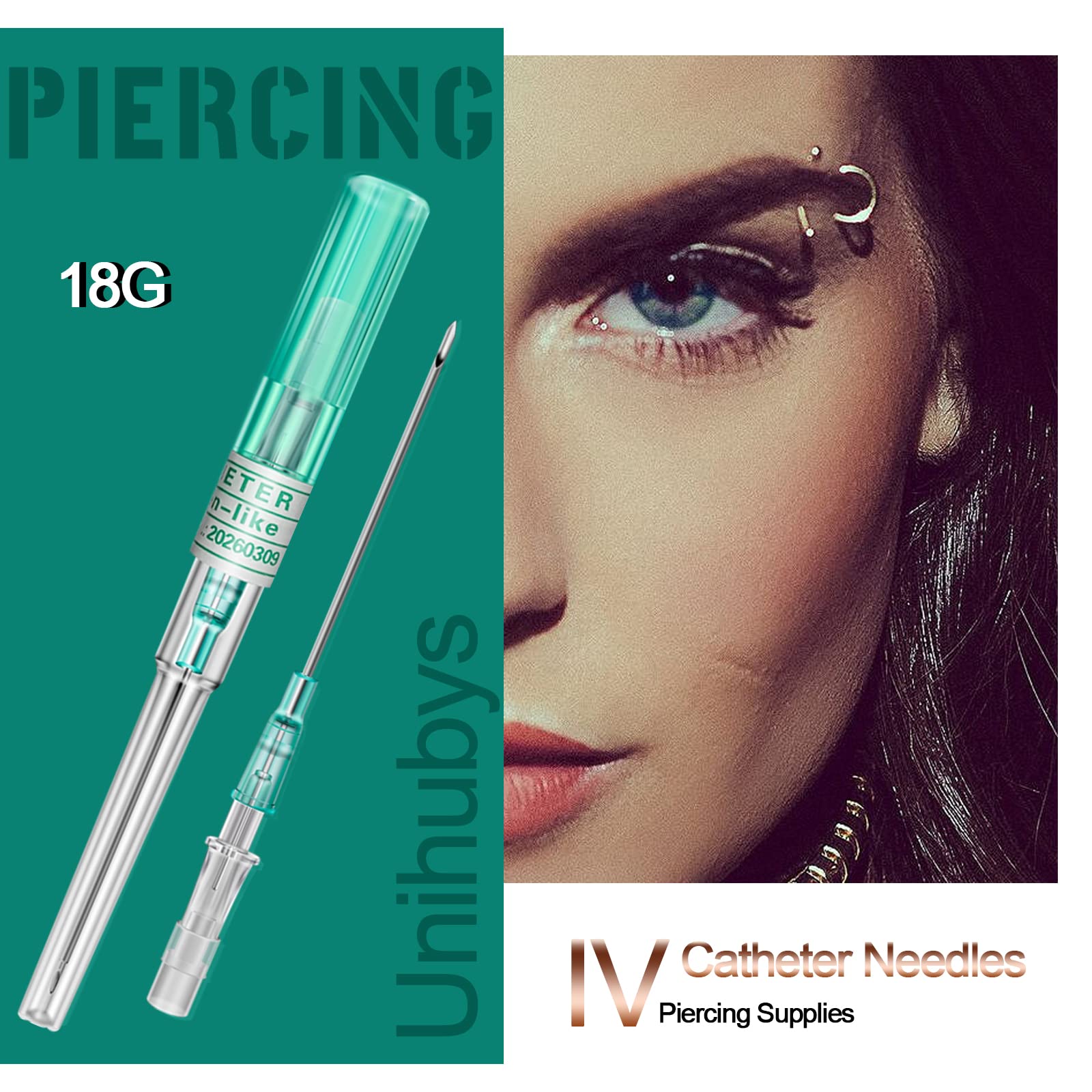 Catheter Piercing Needles - Anghie 10pcs 18G Catheter Piercing Needles IV Catheter Needles Ear Nose Piercing Needles for IV Start Kits Body Piercing Tattoo Tools Piercing Supplies (18G)