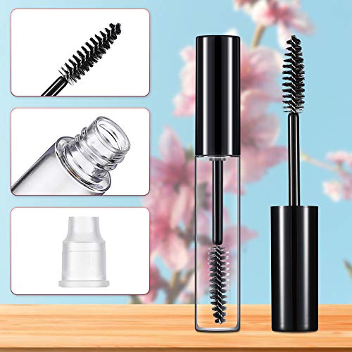 12 Pieces 10 ml Empty Mascara Tubes Eyelash Serum Tubes and Eyeliner Tubes Set Includes 4 Eyelash Cream Container Bottle, 4 Liquid Eyeliner Mascara Container, 4 Funnels for Castor Oil DIY Mascara