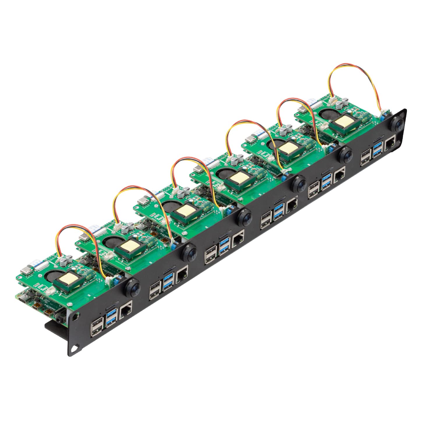 UCTRONICS Compact 1U Rack with PoE Functionality for Raspberry Pi 4B, 19" 1U Rackmount Supports 1-6 Units with PoE HAT, Power Switch, and SD Card Adapter