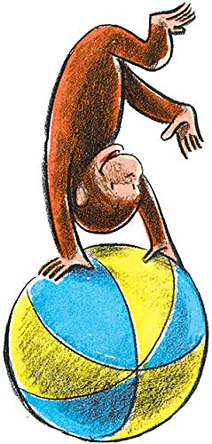 8 Inch Curious George Beach Ball Decal Classic Storybook Monkey Removable Peel Self Stick Wall Sticker Art (Decoration for Walls Laptop Yeti Tumbler) Nursery Bedroom Home Decor 3 1/2 x 7 1/2 inch